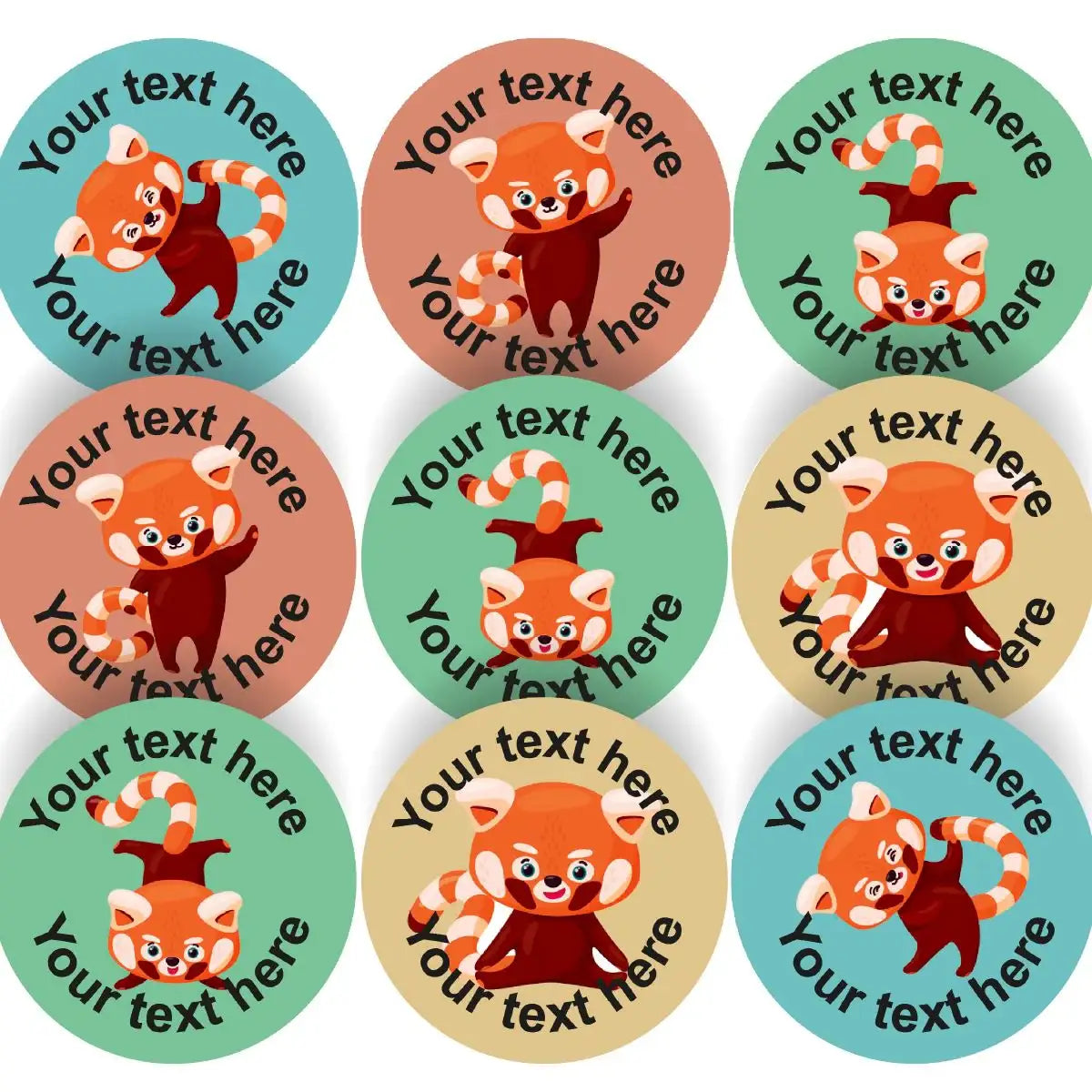 144 Personalised Red Panda Teacher Reward Stickers - 30mm - Sticker Stocker