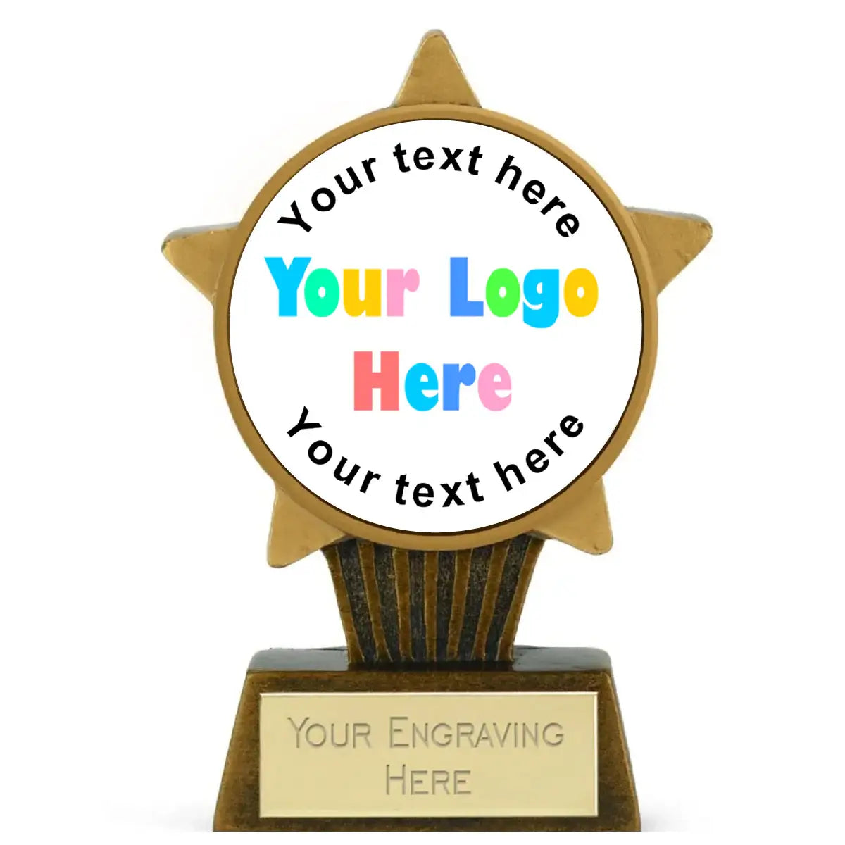 Gold Star "Make Your Own" Trophy 10cm Resin FREE engraving and Certifi ...