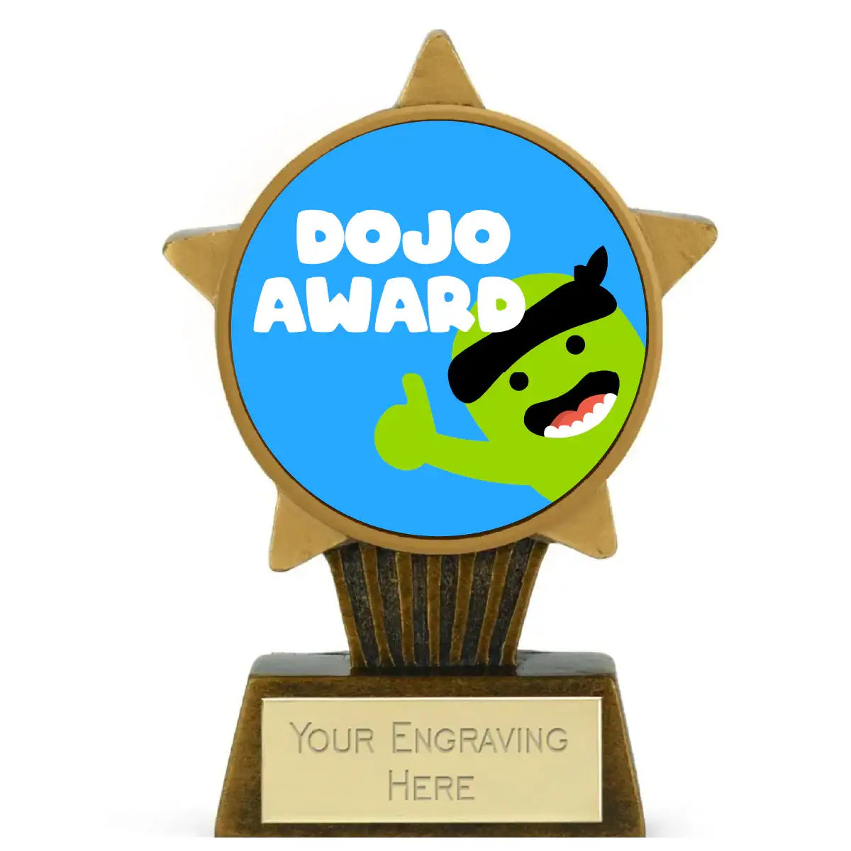 Gold Star Dojo Award Trophy 10cm Resin FREE engraving and Certificate ...