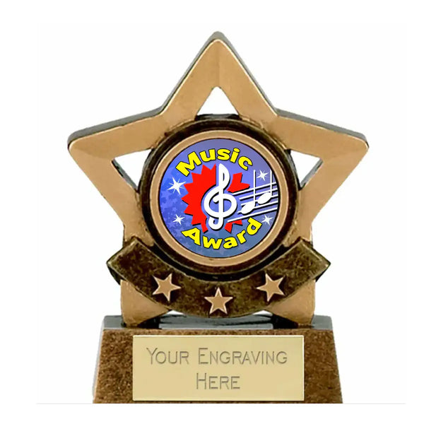 Mini Gold Star Music Award Trophy 8cm Resin FREE engraving and ...
