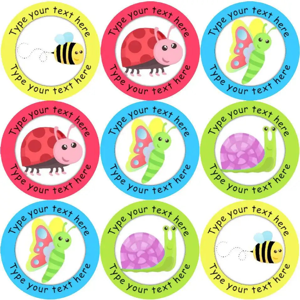 144 Summer Bugs Themed Personalised Teacher Reward Stickers - Large ...