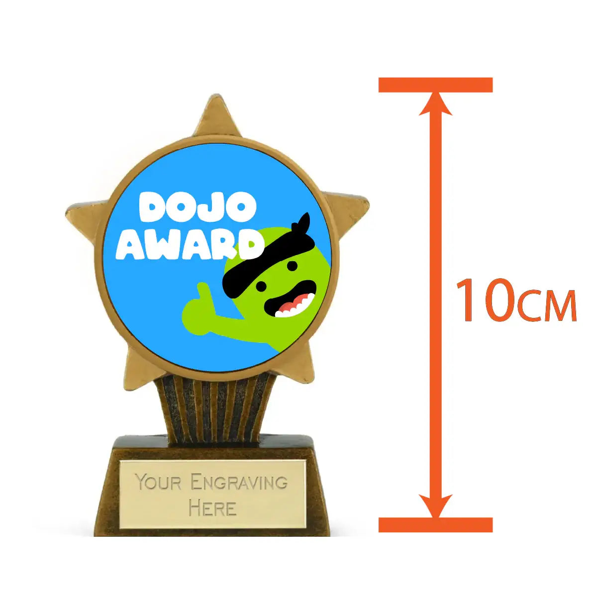 Gold Star Dojo Award Trophy 10cm Resin FREE engraving and Certificate ...