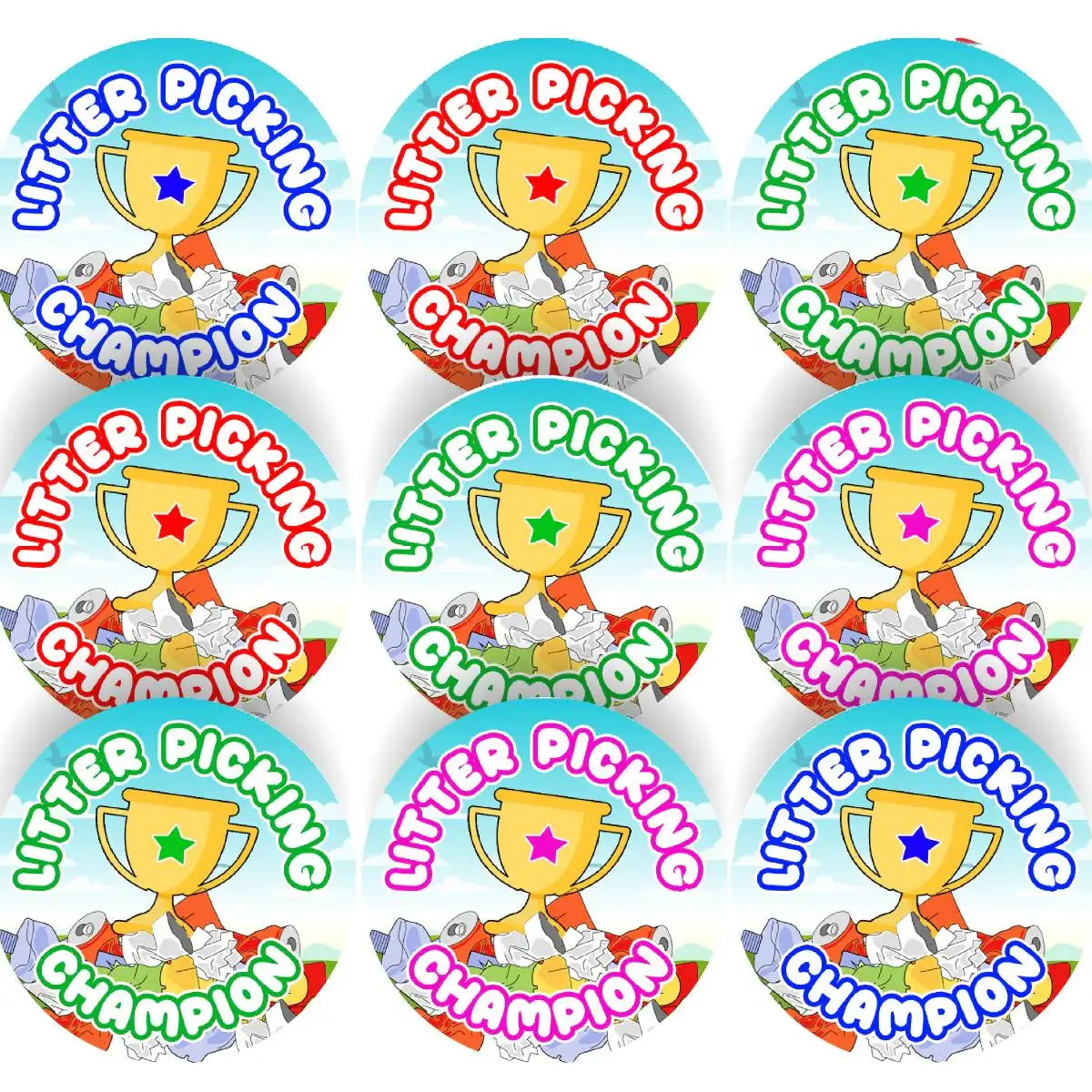 144 Litter Picking Champion 30mm Reward Stickers for School Teachers ...