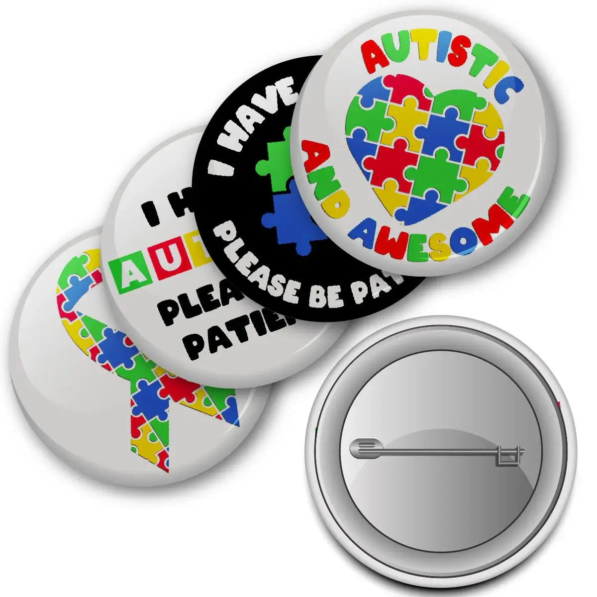 Autism Button Badges (Pack of 20 Pin Badges - 38mm) Autistic Awareness ...