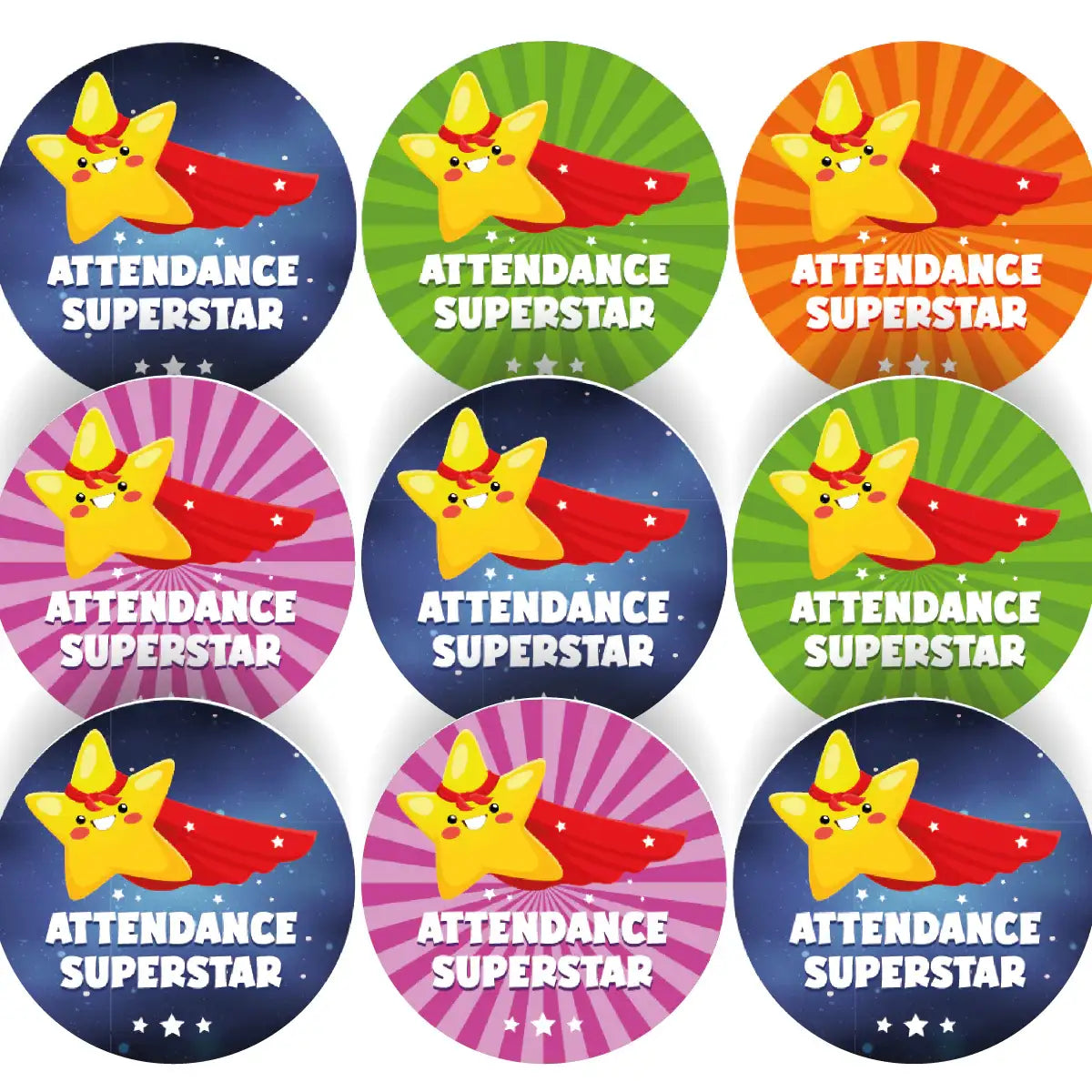 144 Attendance Superstar - 30mm Glossy Reward Stickers for Teachers ...
