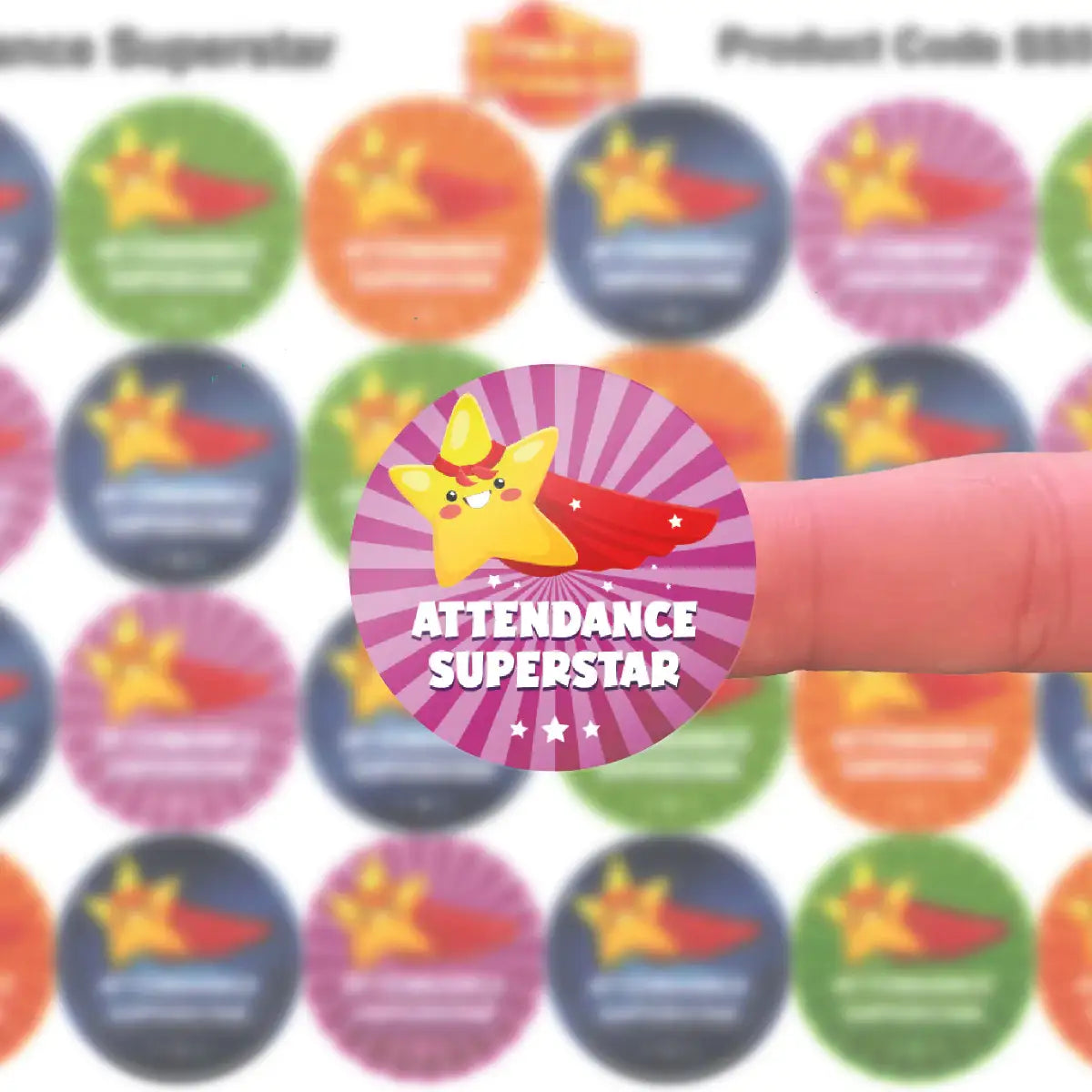 144 Attendance Superstar - 30mm Glossy Reward Stickers for Teachers ...