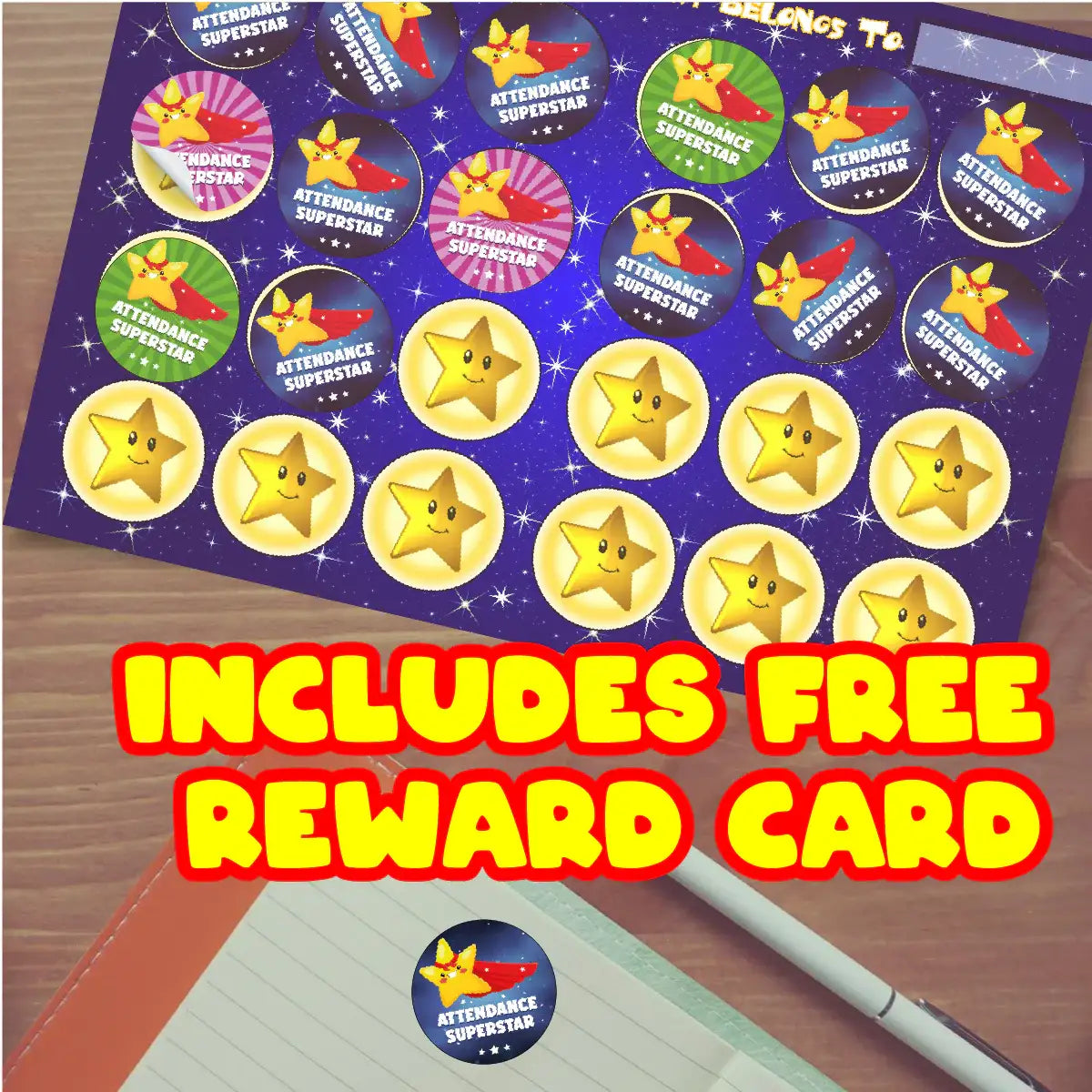 144 Attendance Superstar - 30mm Glossy Reward Stickers for Teachers ...