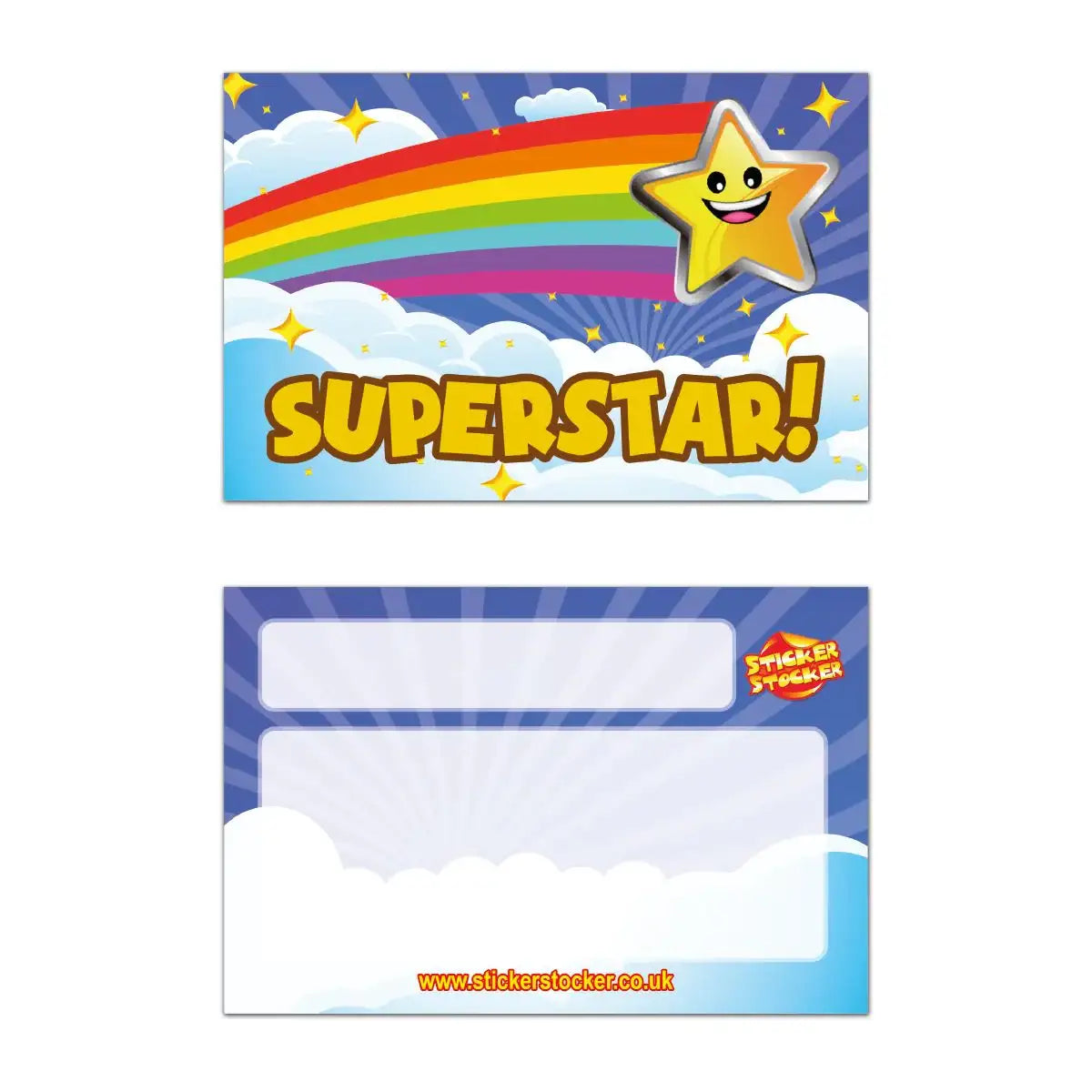 30 Superstar award certificates wallet sized cards - Sticker Stocker