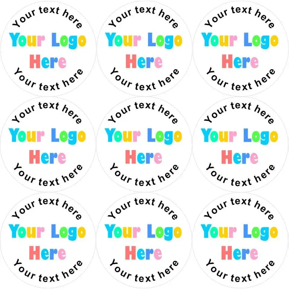 144 Personalised Company Logo Round Glossy Stickers Labels - Large ...